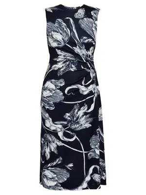 Erdem Sleeveless Draped Midi Dress - Navy