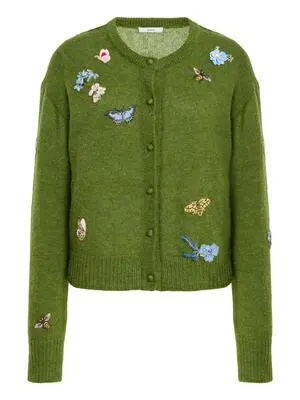 Erdem Embellished Alpaca-blend Cardigan - Green