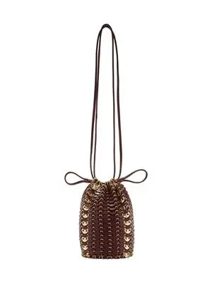 Rabanne Leather Chainmail Evening Pouch - Burgundy
