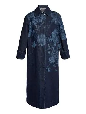 Erdem Embroidered Denim Coat - Dark Wash