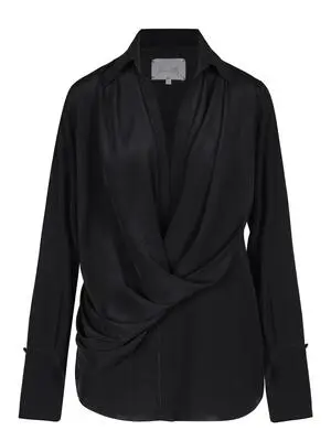 Johanna Ortiz Iconic Draped Silk Top - Black