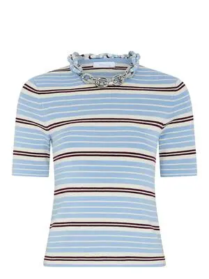 Rabanne Chain-link Collar Striped Knit Top - Stripe