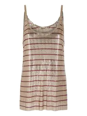 Rabanne Metallic Mesh Tank Top - Stripe