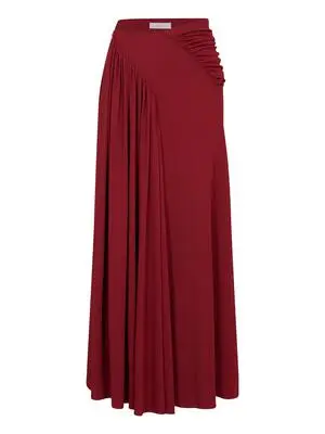 Rabanne Ruched Jersey Maxi Skirt - Red