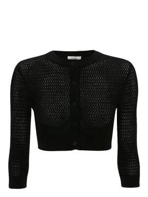 Victoria Beckham Cropped Sleeve Cardigan - Black