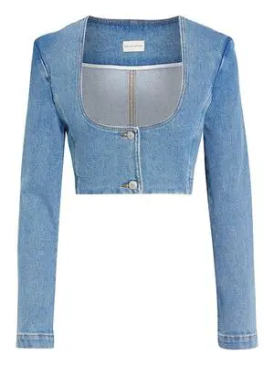Magda Butrym Cropped Denim Jacket - Mid Denim