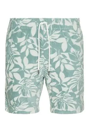 Faherty Brand Cabana Towel Terry Sweatshort - Poolside Foliage Teal