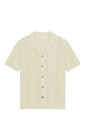 Marine Layer Jaden Sweater Resort Shirt In Beige - Driftwood