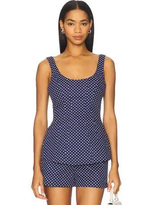 Amanda Uprichard Empire Top - Navy Polkadot