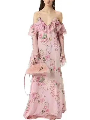 Blumarine Floral-printed Ruffled Gown - Pink