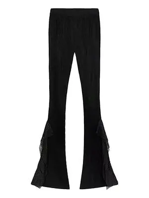 Blumarine Flared Trousers With Lace Detail - Black