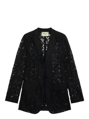 Blumarine Floral-lace Single-breasted Blazer - Black