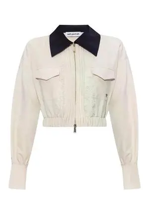 SELF-PORTRAIT Lace-trimmed Jacket - Neutrals