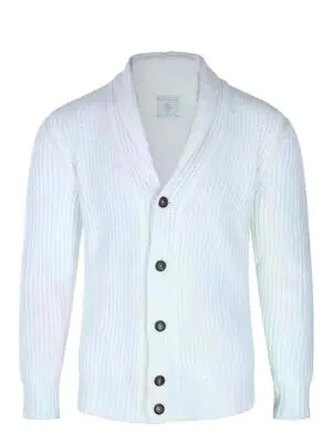 Eleventy Shawl-collar Ribbed Cardigan - White
