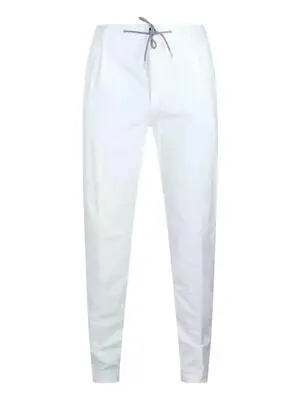 Eleventy Pleated Drawstring Trousers - White
