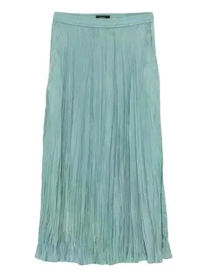 JOSEPH Pleated Silk Midi Skirt - Blue