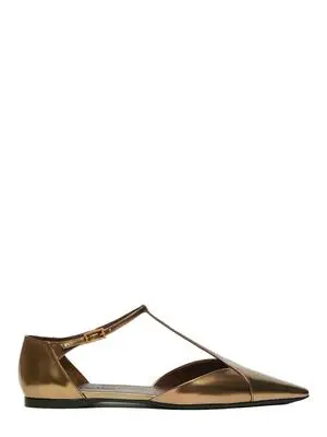Max Mara Metallic Pointed-toe Ballet Flats - Gold