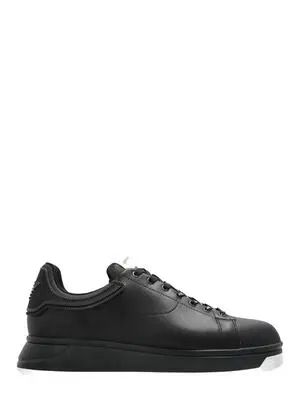 Emporio Armani Leather Lace-up Sneakers - Black