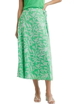 Caslon Wrap Skirt - Green- Blue Hattie Floral