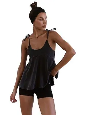 Free People Hot Shot Babydoll Tank Black