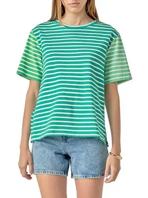 English Factory Colorblock Stripe Cotton T-shirt - Green