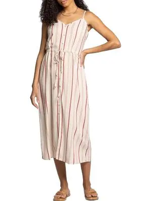 THREAD & SUPPLY Tie Waist Midi Dress - Birch Brick