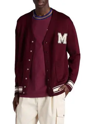 Moncler Monogram Patch Virgin Wool Cardigan - Catawba Grape