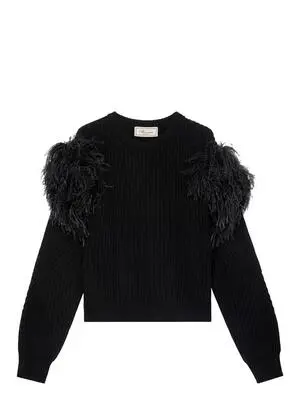 Blumarine Feather-embellished Knitted Sweater - Black