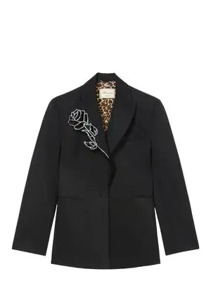 Blumarine Embroidered Rose Detail Blazer - Black