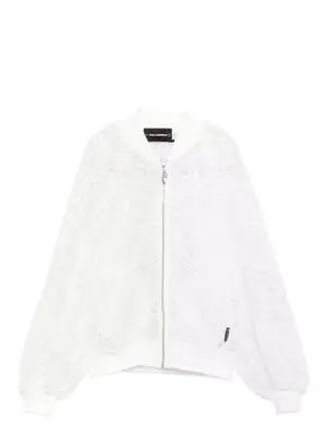 Karl Lagerfeld Floral Lace Bomber Jacket - White