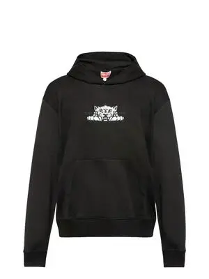 Kenzo Logo-embroidered Hoodie - Black