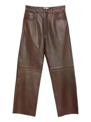 HAIKURE Leather Panelled Trousers - Brown