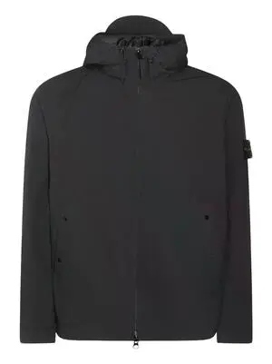 Stone Island Soft-shell Hooded Jacket - Black