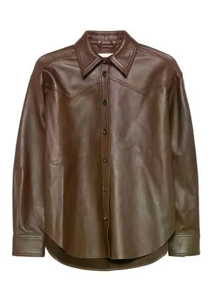 HAIKURE Leather Shirt Jacket - Brown