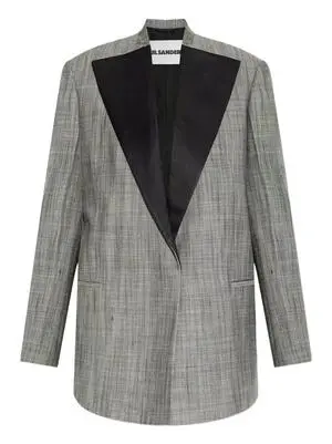 JIL SANDER Satin-lapel Checked Jacket - Grey