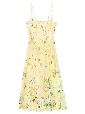 Camilla Floral-print Silk Dress - Yellow