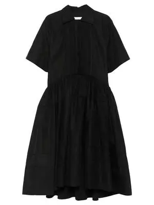 JIL SANDER Organic Cotton Midi Shirtdress - Black