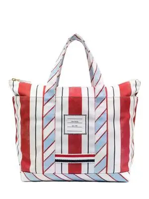 Thom Browne Signature Stripe-pattern Tote Bag - Red
