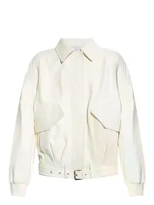 IRO PARIS Manka Belted Leather Jacket - White