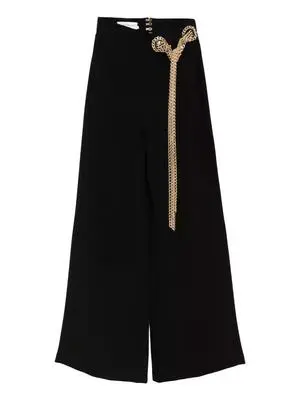 ISABEL SANCHIS Chain-detail Palazzo Trousers - Black