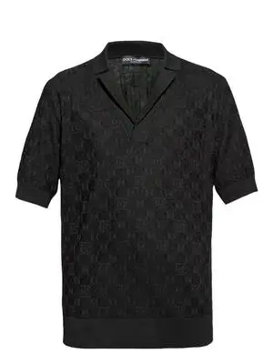 Dolce & Gabbana Dg-patterned Polo Top - Black