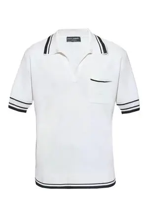 Dolce & Gabbana Striped-trim Polo-neck Top - White