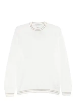 Eleventy Cotton Jumper With Striped Trim - White