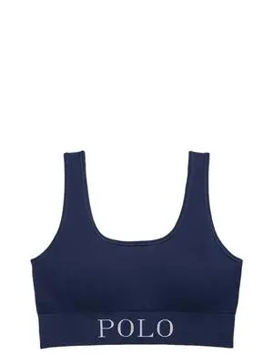 Ralph Lauren Logo Scoop Cropped Tank Navy