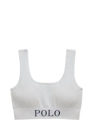 Ralph Lauren Logo Scoop Cropped Tank - White Cloud