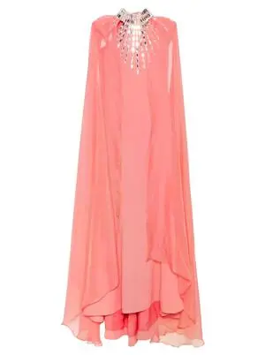 JEAN-LOUIS SABAJI Embellished Cape Dress - Pink