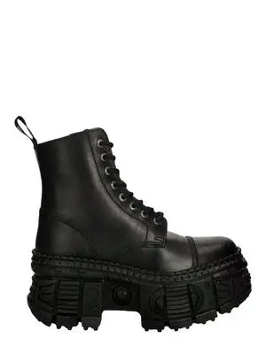 NEW ROCK Lace-up Platform Boots - Black