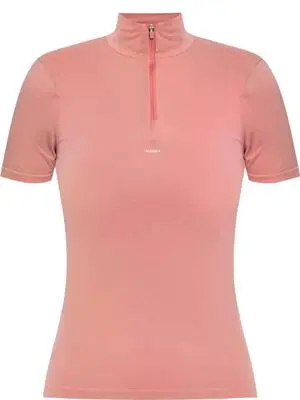 PANGAIA Zip-neck Short-sleeves Performance T-shirt - Pink