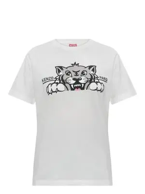Kenzo Tiger-print Cotton T-shirt - White