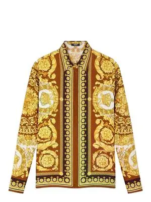 Versace Barocco-print Button-up Shirt - Yellow